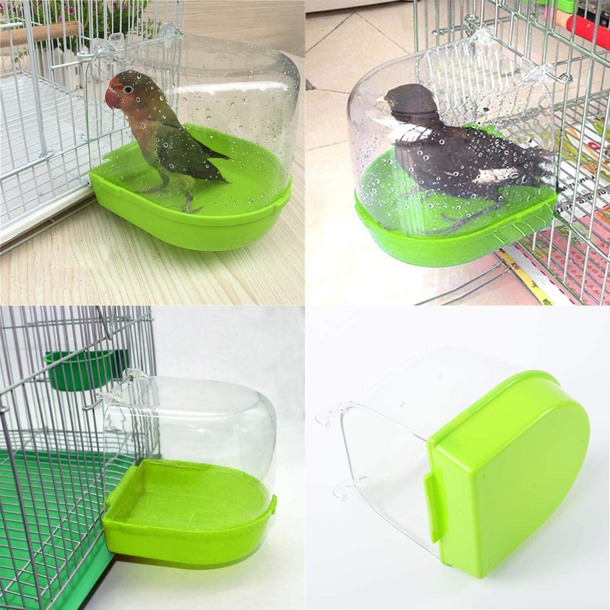 POPETPOP Caged Bird Bath for Small Birds - Hanging Bathtub Box for ...