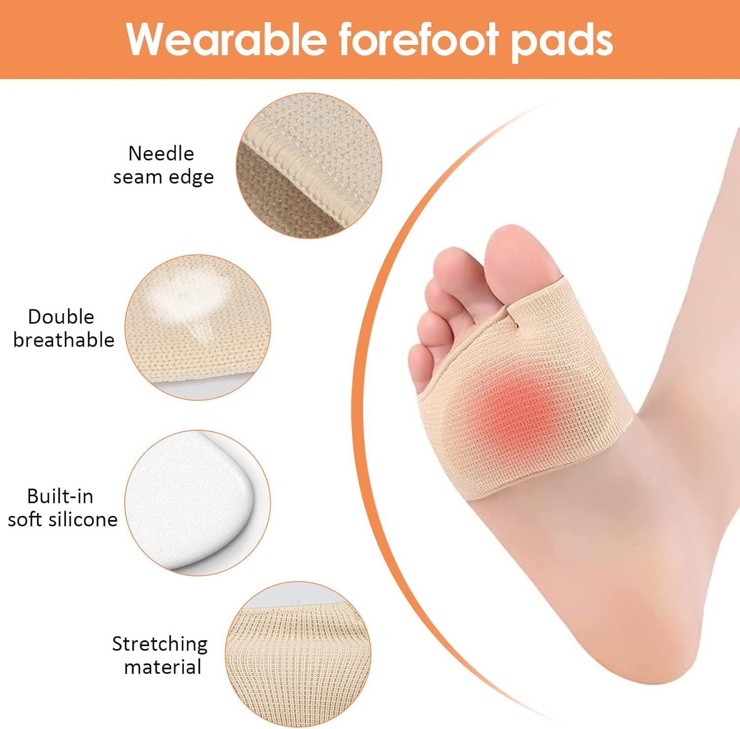 2 Pair Soft Gel Metatarsal Pads for Ball of Foot Pain Relief - Ideal ...