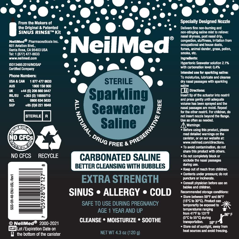 NeilMed Sparkling Seawater Extra Strength Nasal Saline Spray 125 mL ...