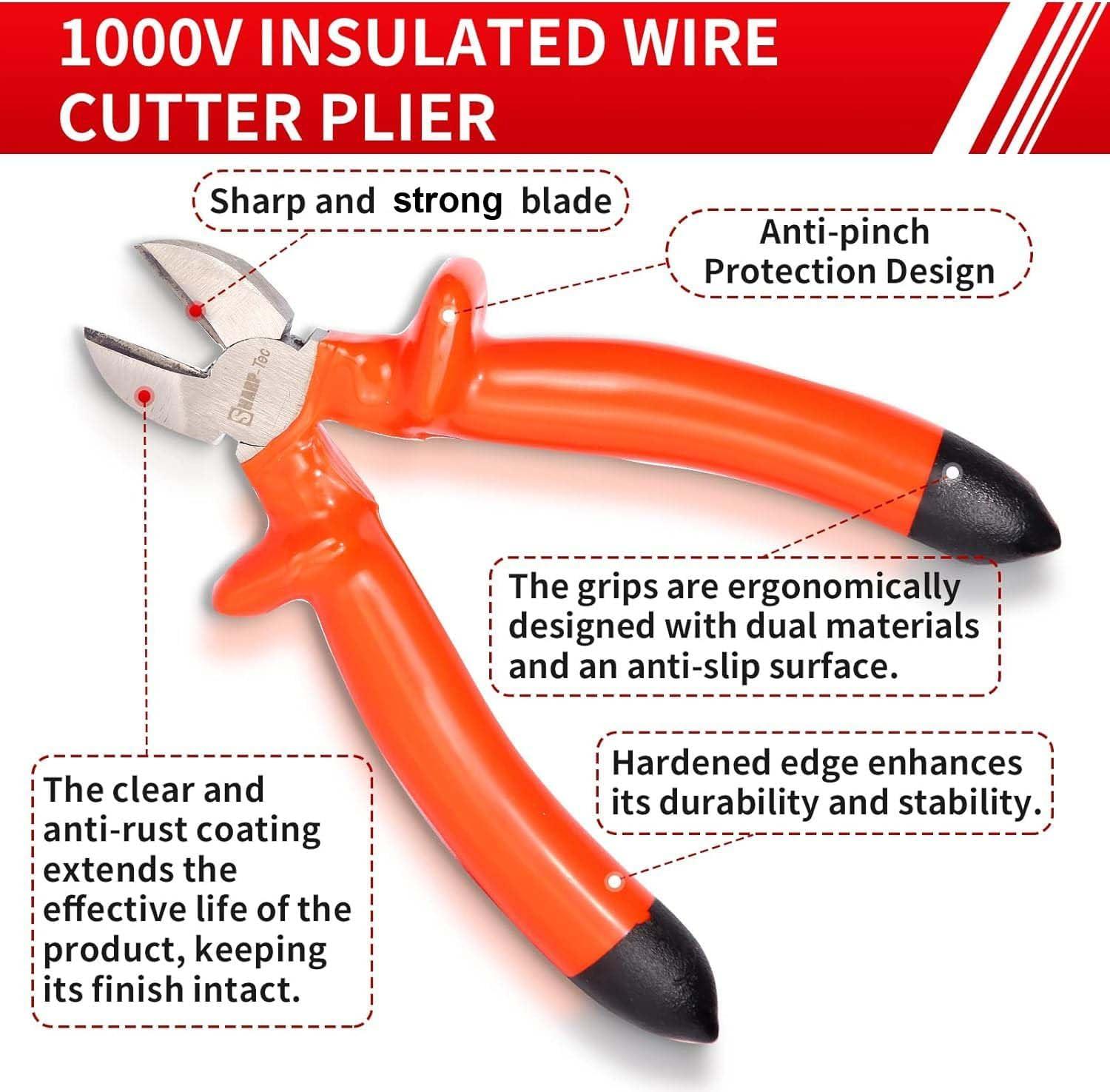 Sharp-tec 200mm Insulated Diagonal Cutting Pliers | Electrical Wire ...