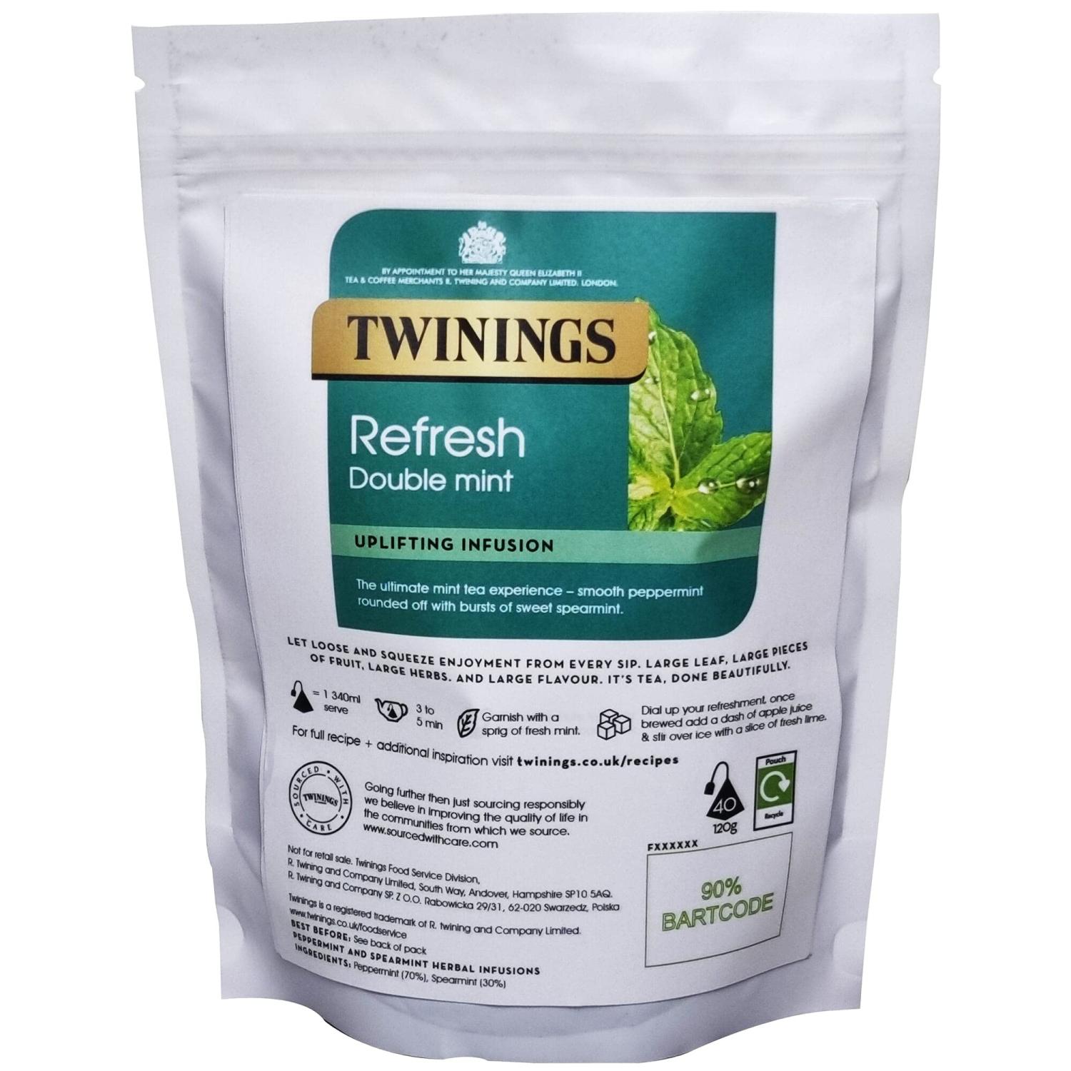 Twinings Refresh Double Mint Pyramid Tea Bags - 2x40 | Buy Now with ...
