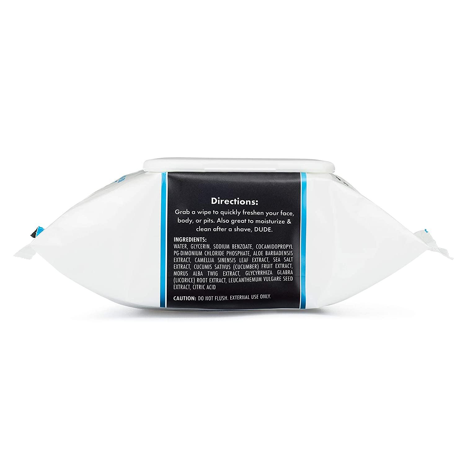 DUDE Wipes 30 Count - Unscented Face & Body Cleansing Wipes with Sea ...