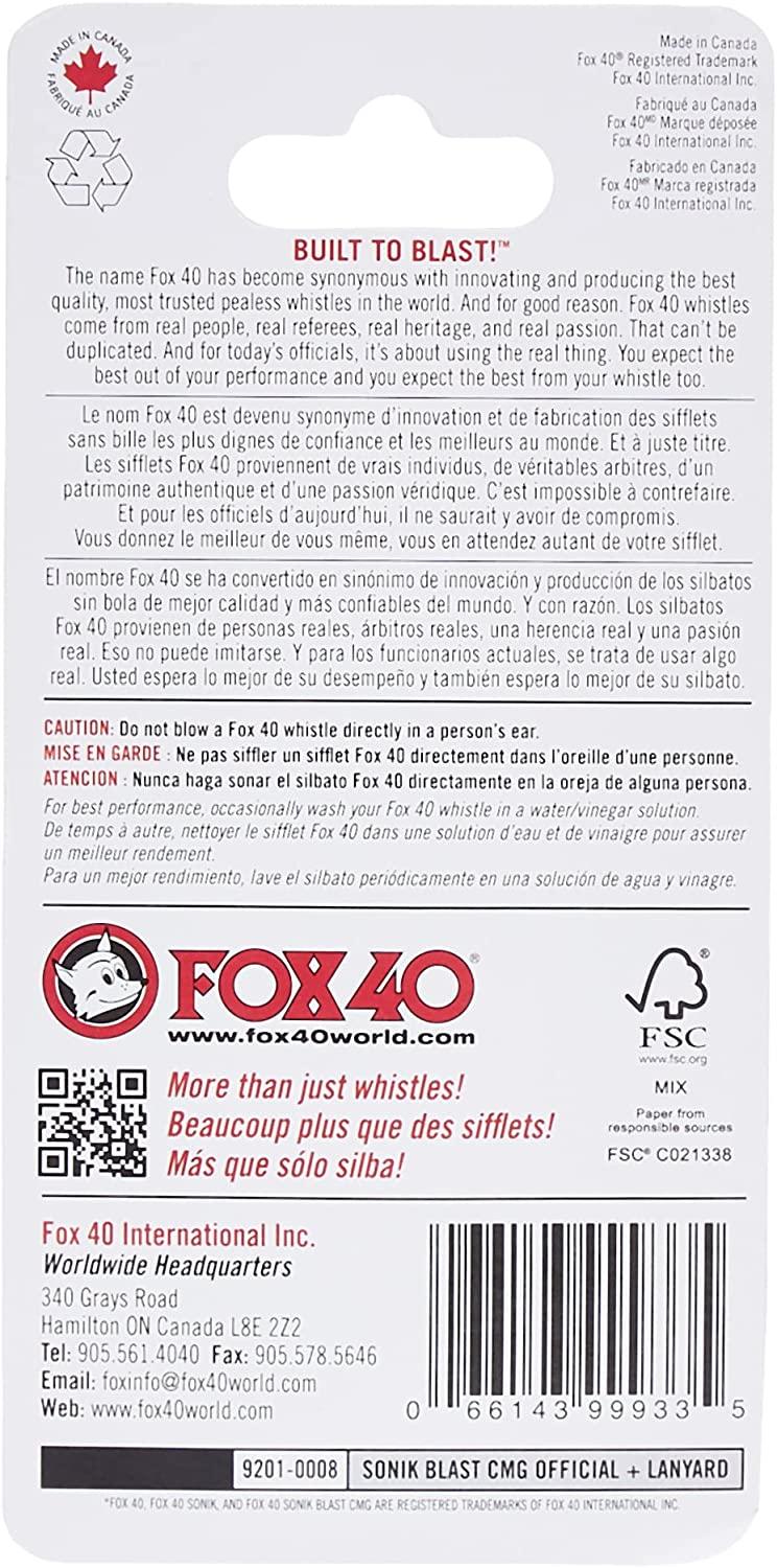 Fox 40 Sonik Blast CMG Official Whistle with Break Away Lanyard - Black | Buy Now with Express ...