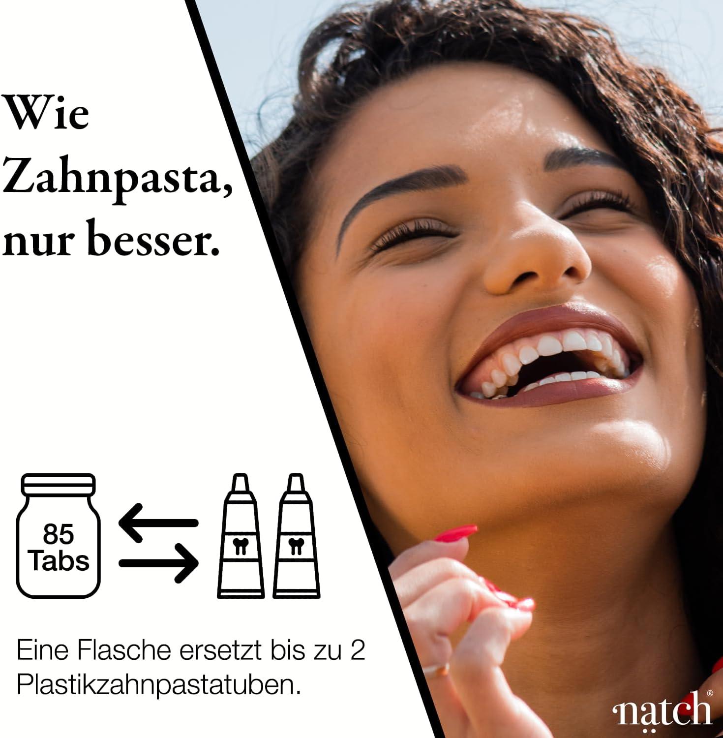 NATCH Toothpaste Tablets Set | 85 Natural Vegan & Plastic-Free Fluoride ...