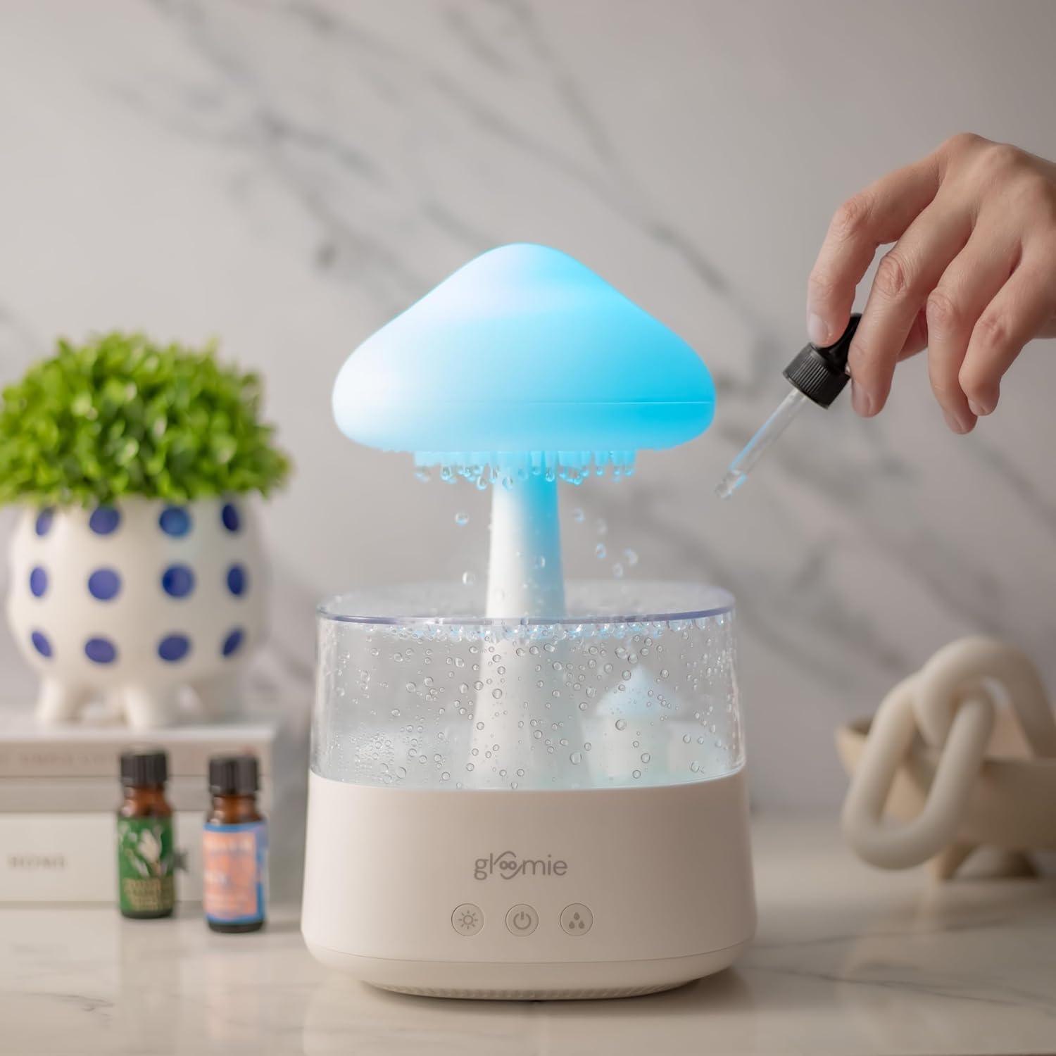 Gloomie Rain Cloud Humidifier - Mushroom Night Light & Essential Oil ...