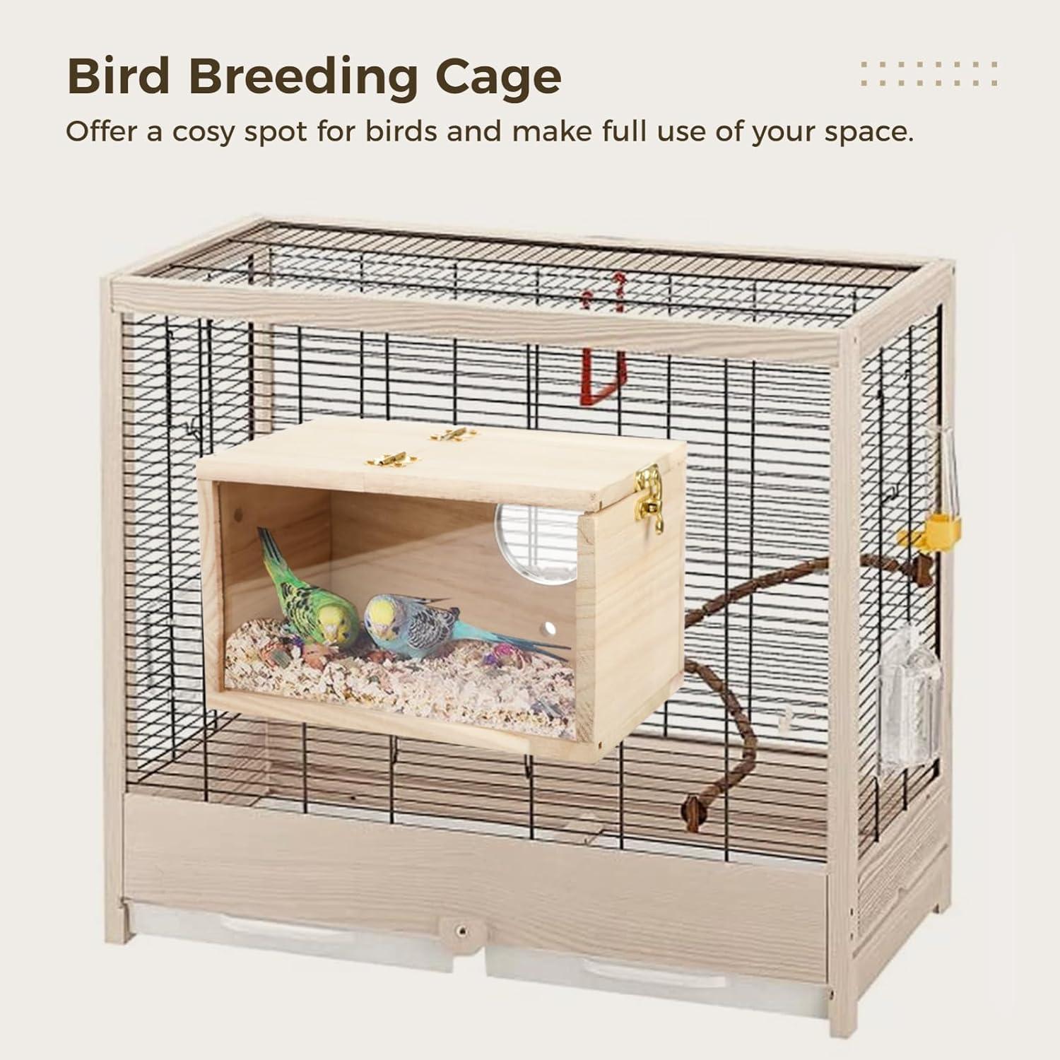 SWEWARM Wood Budgie Nesting Box with Perch and Window - Ideal for ...