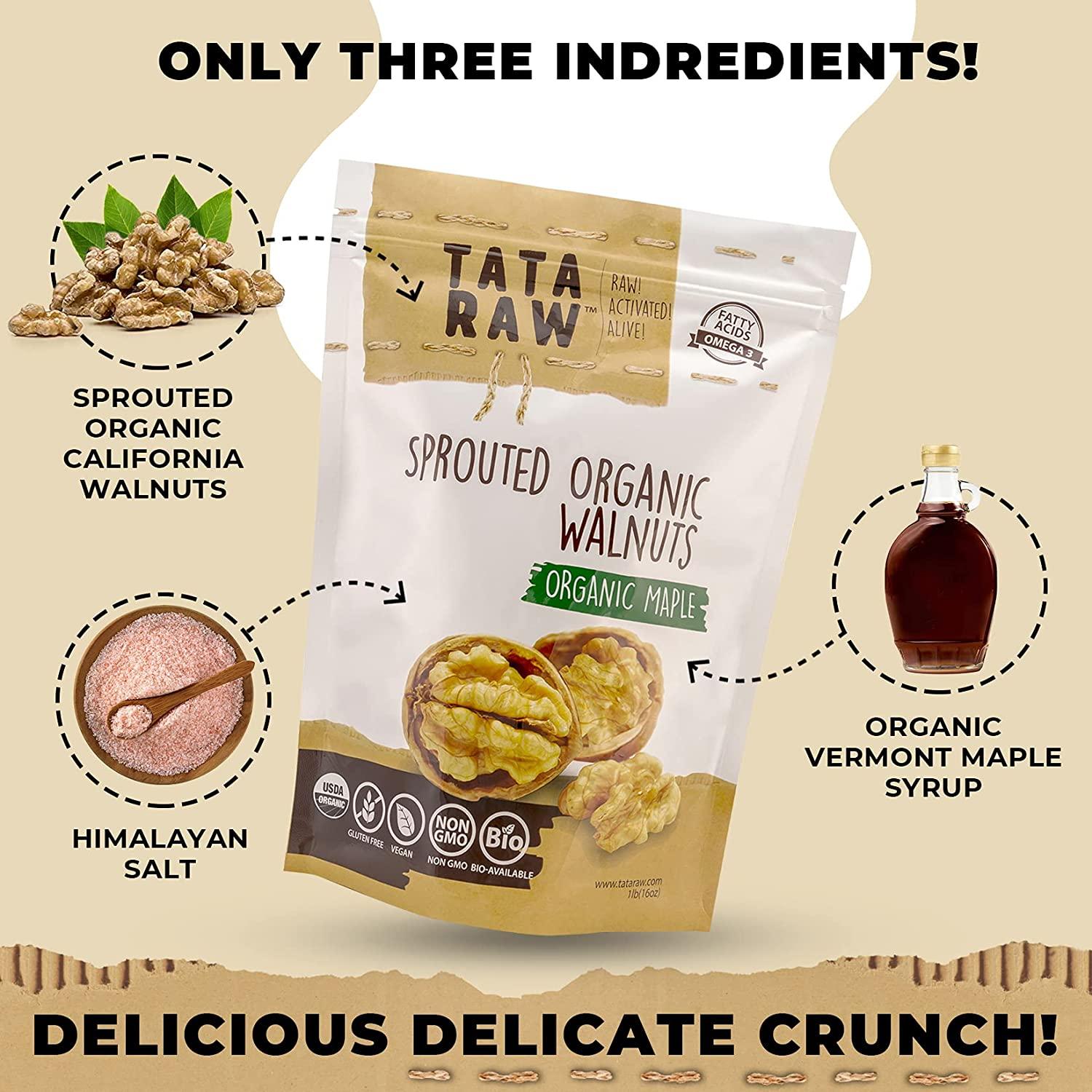 Organic Sprouted Maple Walnuts - 1 lb | TATA RAW | Buy Now with Express ...