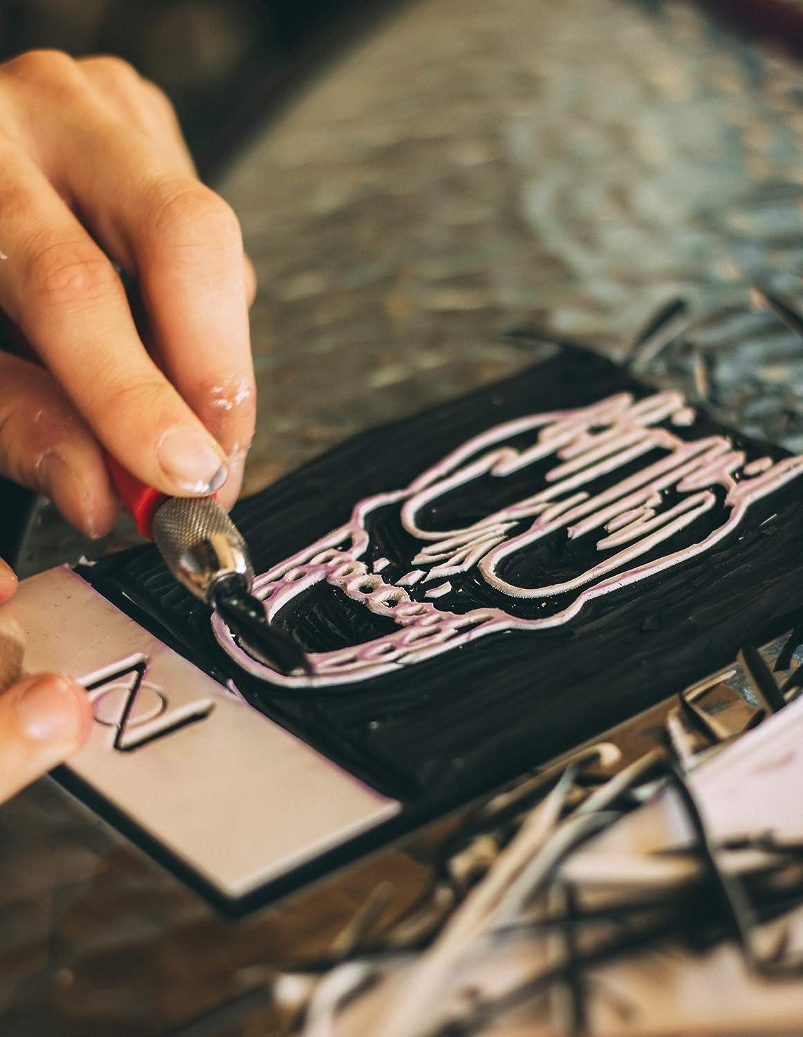 Bastex 5 in 1 Linoleum Cutter Tool Set for Printmaking and Carving - 5 ...