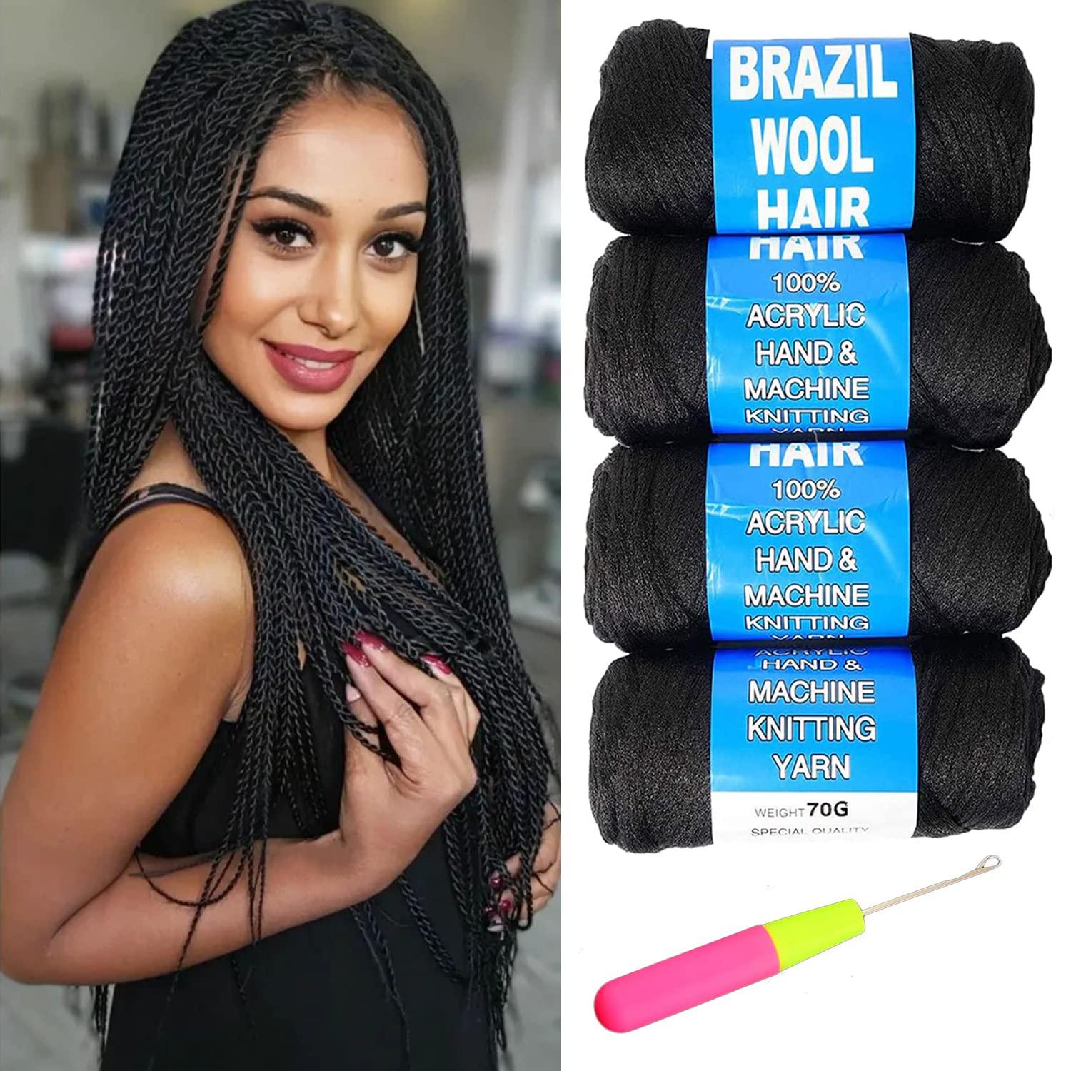 Brazilian Wool Hair Acrylic Yarn - 100% Natural Black Brazilian Wool ...