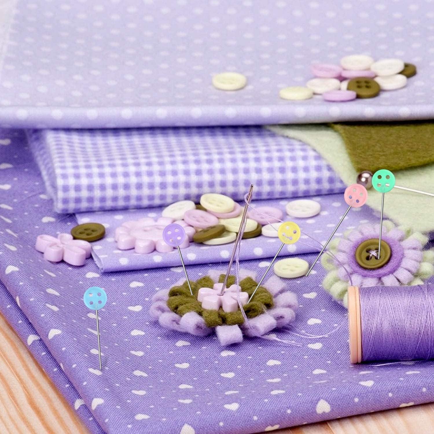 200 PCS Flat Head Sewing Pins for Fabric Quilting - Assorted Colored ...