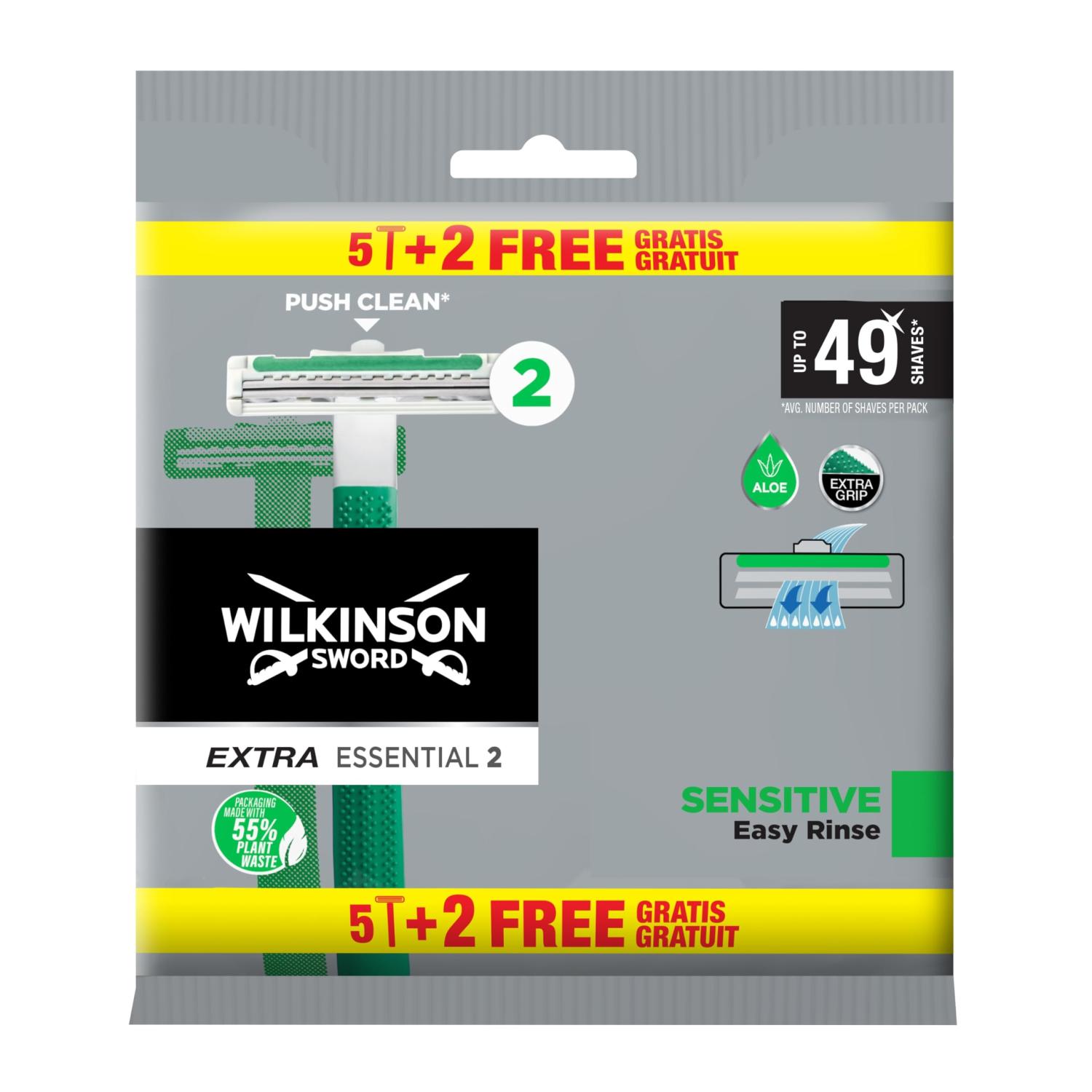 Wilkinson Sword Extra 2 Sensitive Disposable Razors - 7 Pieces with ...
