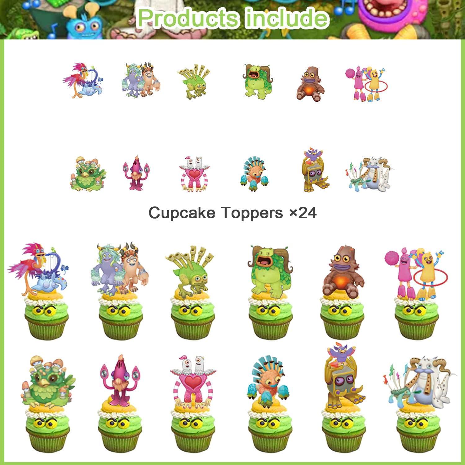 37pcs My Singing Monster Birthday Decorations Singing Monster Cupcake ...