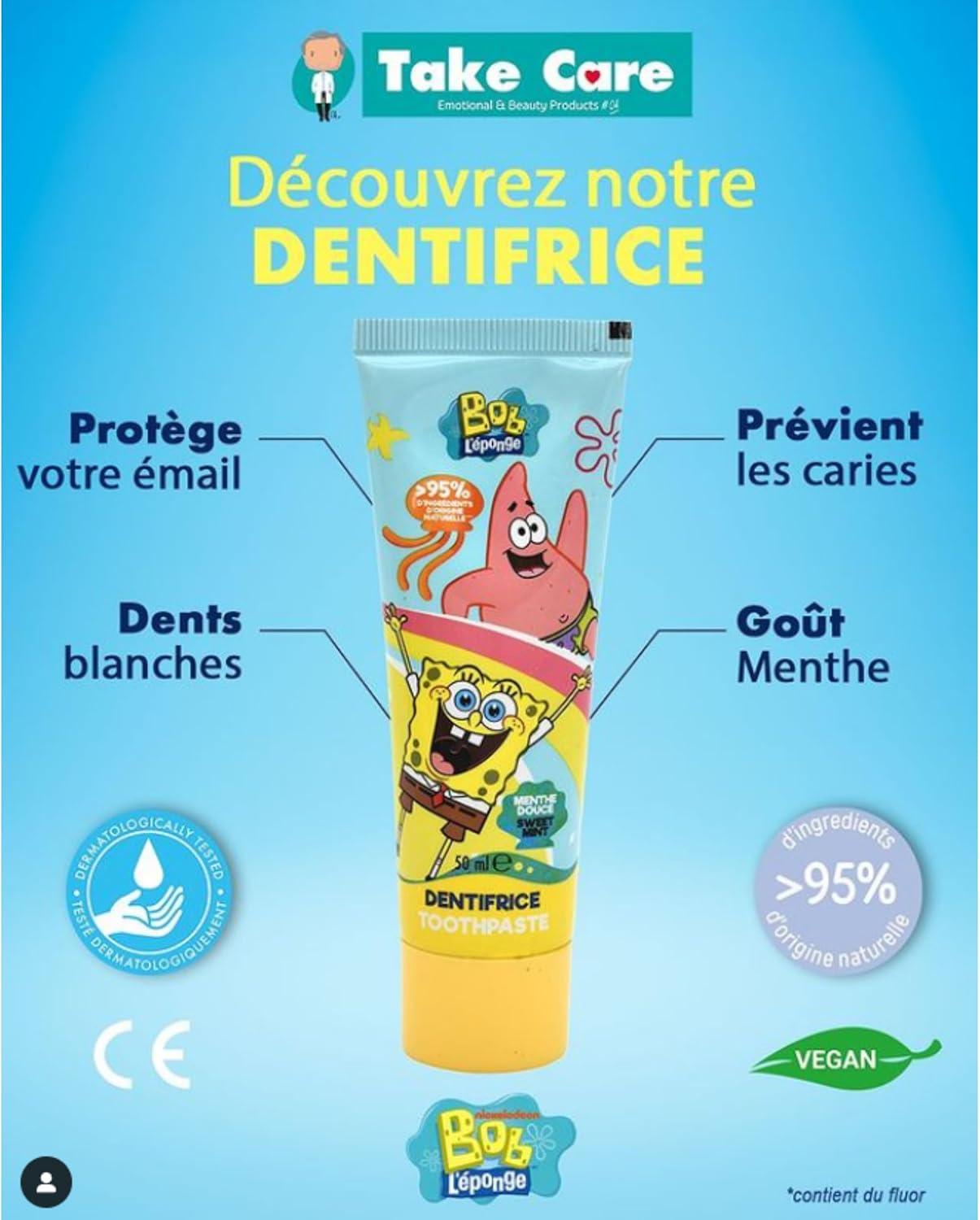 Spongebob Take Care Mint Toothpaste (50 ml) - Kids Whitening Toothpaste ...