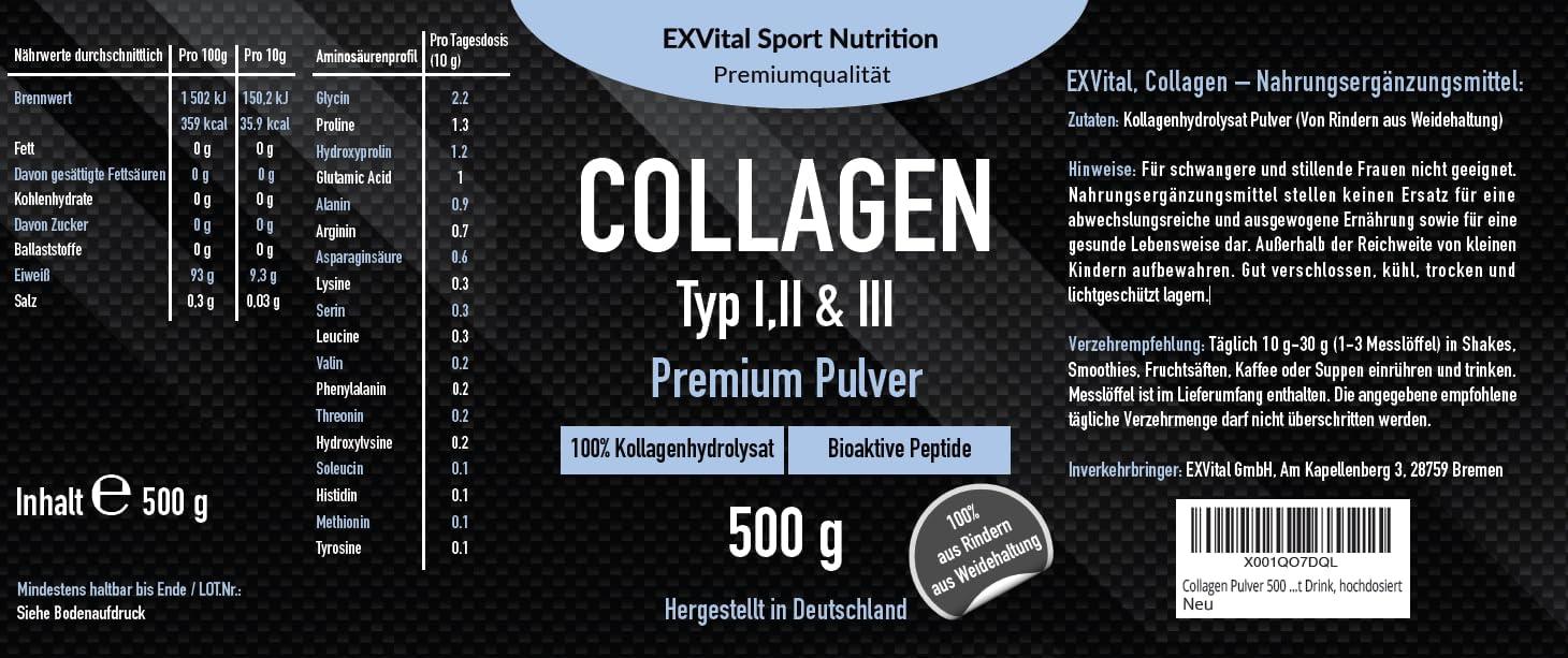 Buy Bioactive Collagen Peptides Powder 500g - Type 1 2 & 3 Hydrolysate ...