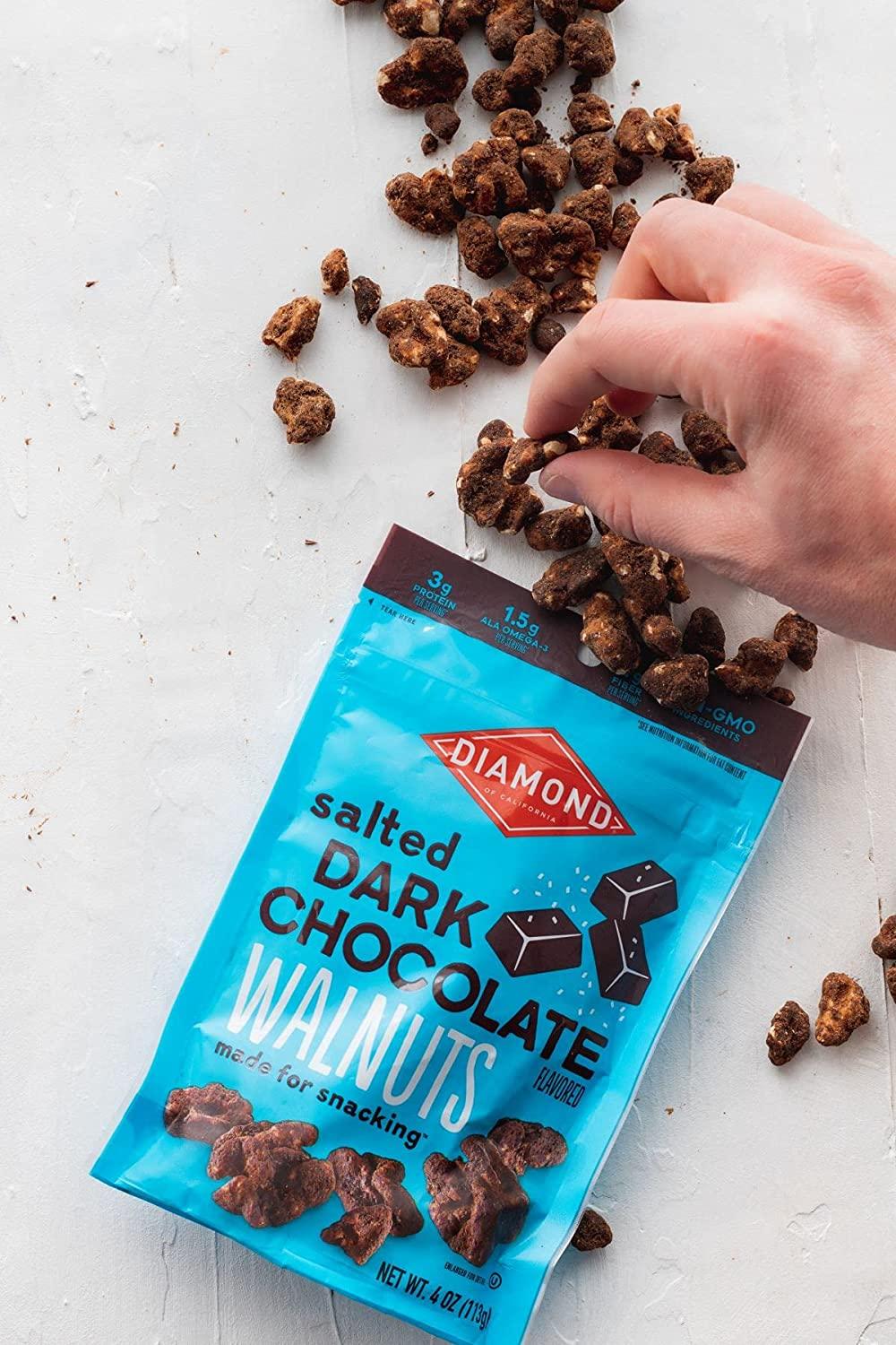 Diamond of California Salted Dark Chocolate Walnuts 4 oz - Gourmet Nut ...