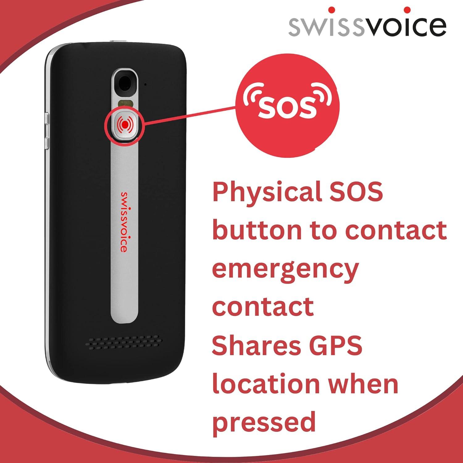 SWISSVOICE S510-C Senior Mobile Phone with Lanyard & Charging Dock - Big Buttons, Unlocked & SOS ...