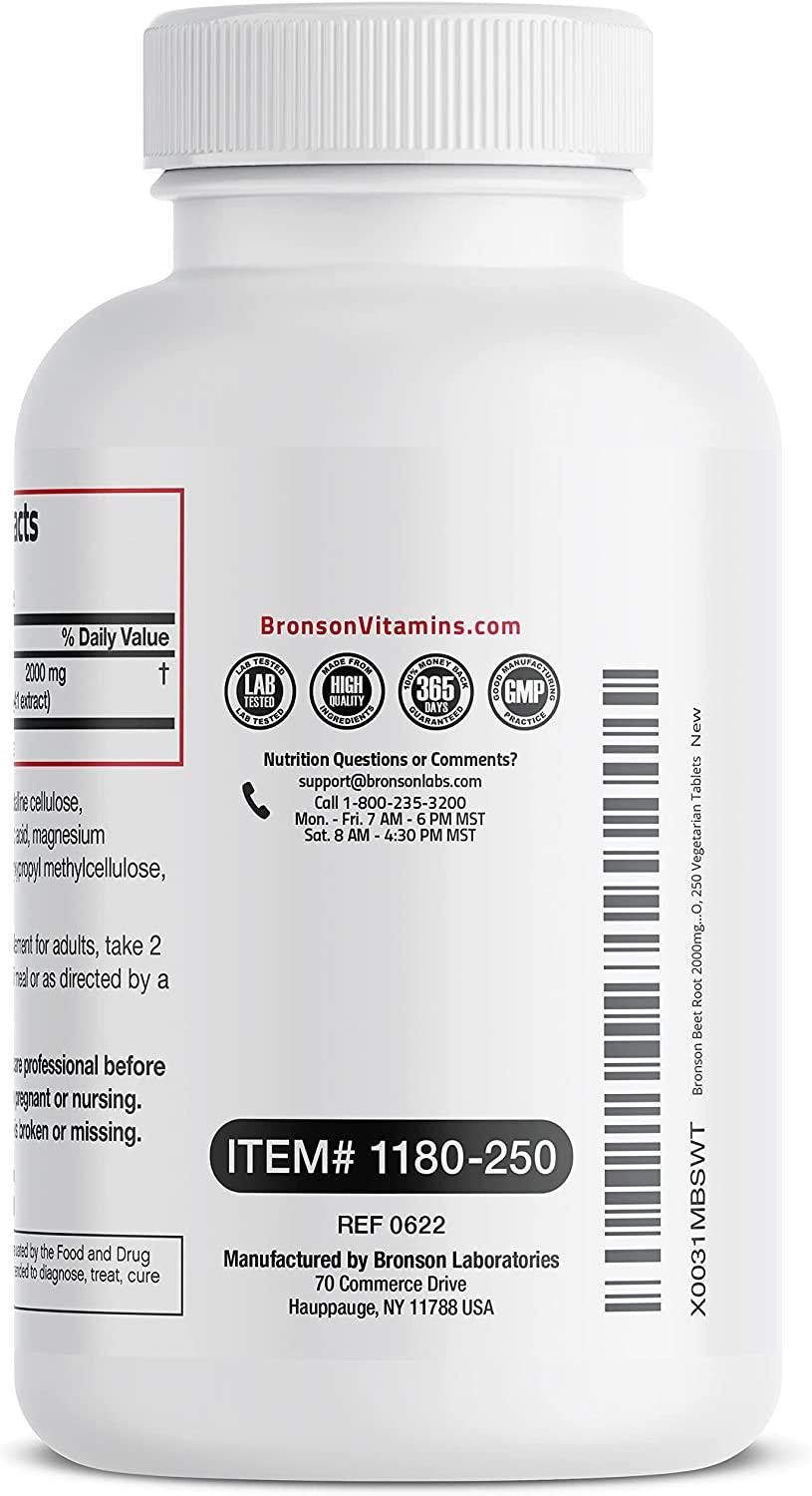 Bronson Beet Root 2000mg Extra Strength - Promotes Healthy Circulation ...