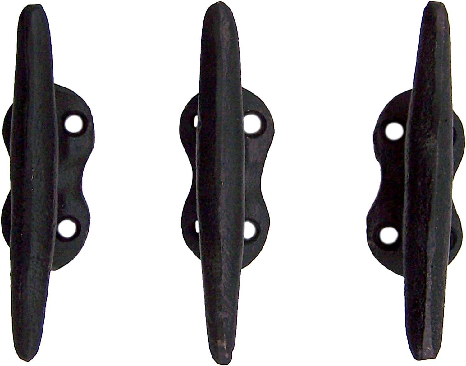 Nautical Black Cast Iron Boat Cleat Wall Hooks 3.5 Inches Set of 3 ...