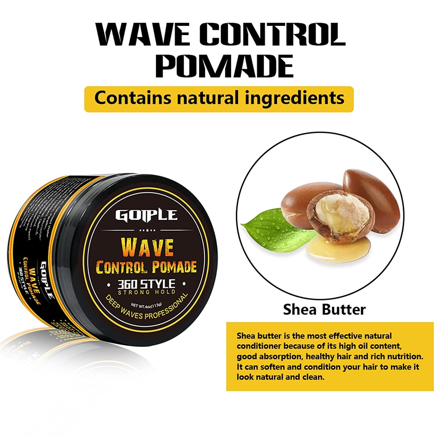 Natural Wave Pomade for Men - Strong Hold, Easy Wash, 360 Wave Training ...