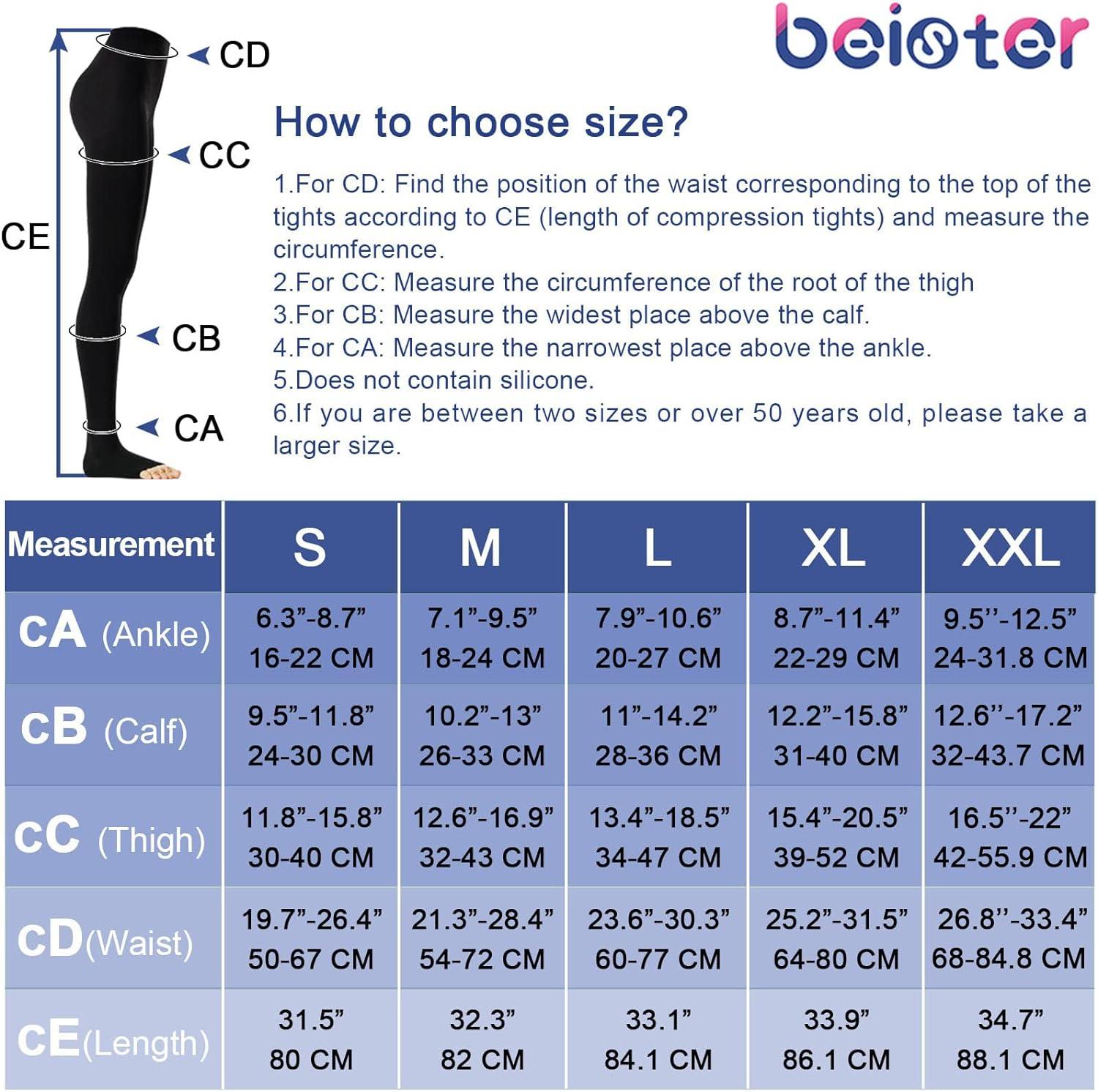 Beister Class 2 Medical Compression Tights - Open Toe Thigh High ...
