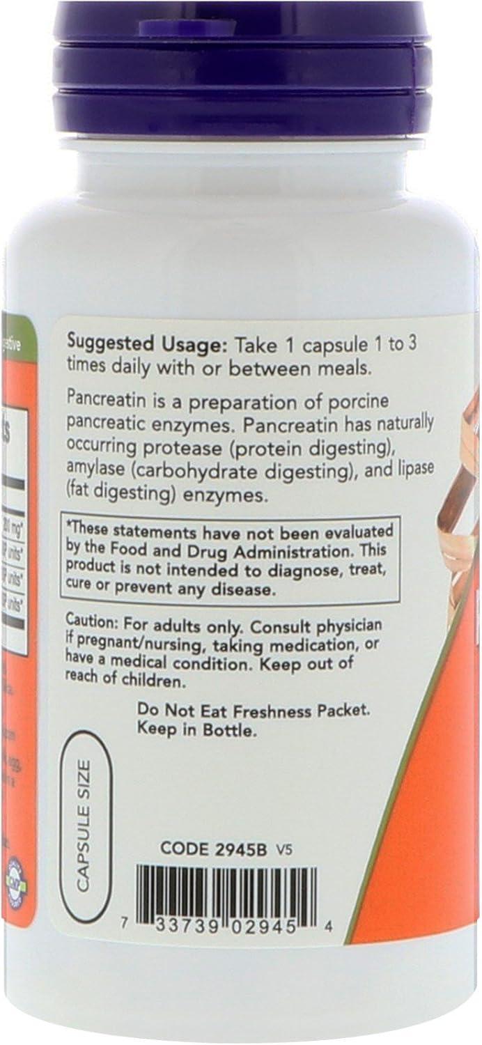 Buy Now Foods Pancreatin 10x 200 mg - 100 Capsules | International ...