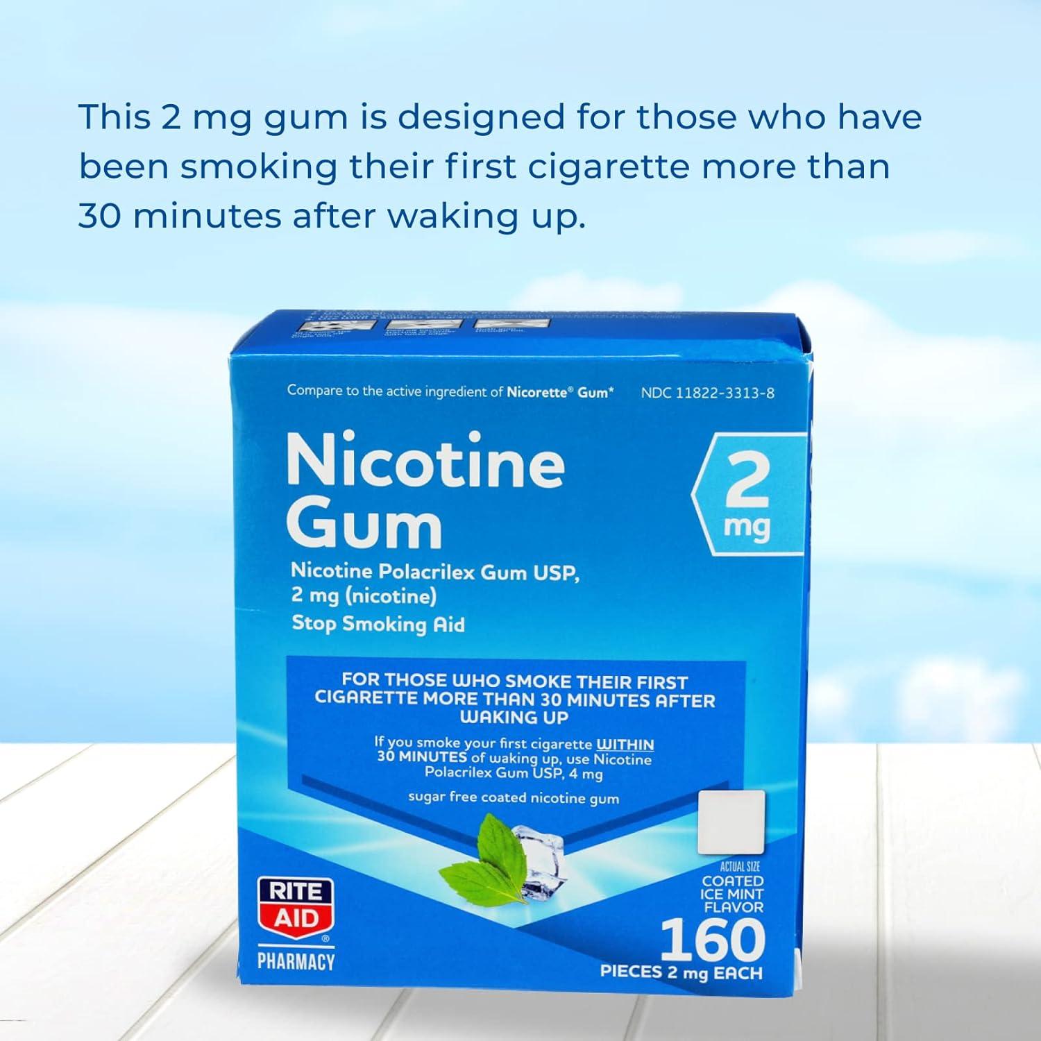 Rite Aid Nicotine Gum Ice Mint Flavor 2mg - 160 ct | Stop Smoking Aid ...