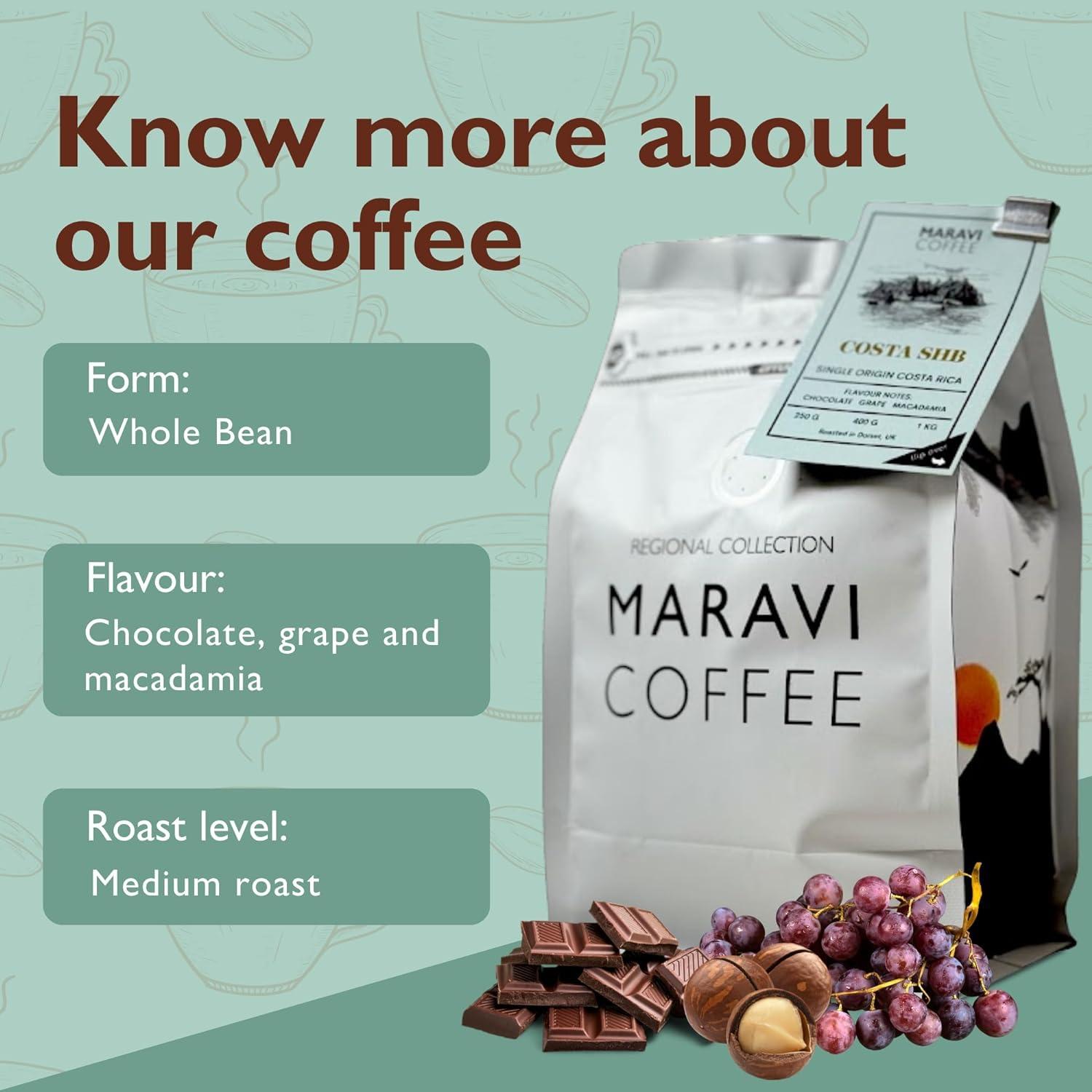Maravi Speciality Coffee - Costa Rica SHB Arabica Coffee - Drip Grind ...