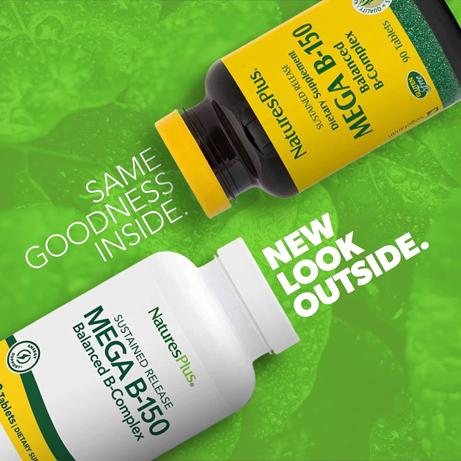 Nature's Plus Mega B-150 Balanced B-Complex â€“ 90 Tablets for Energy ...