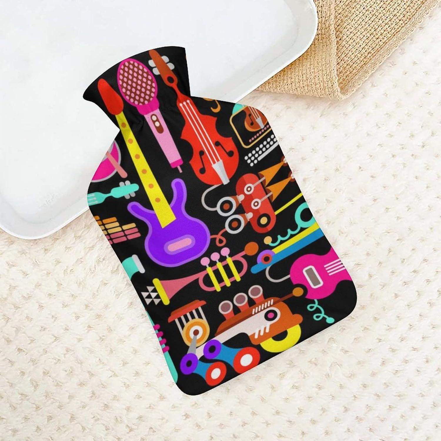 Musical Instrument Hot Water Bottle with Plush Cover - Hand Warmer for ...