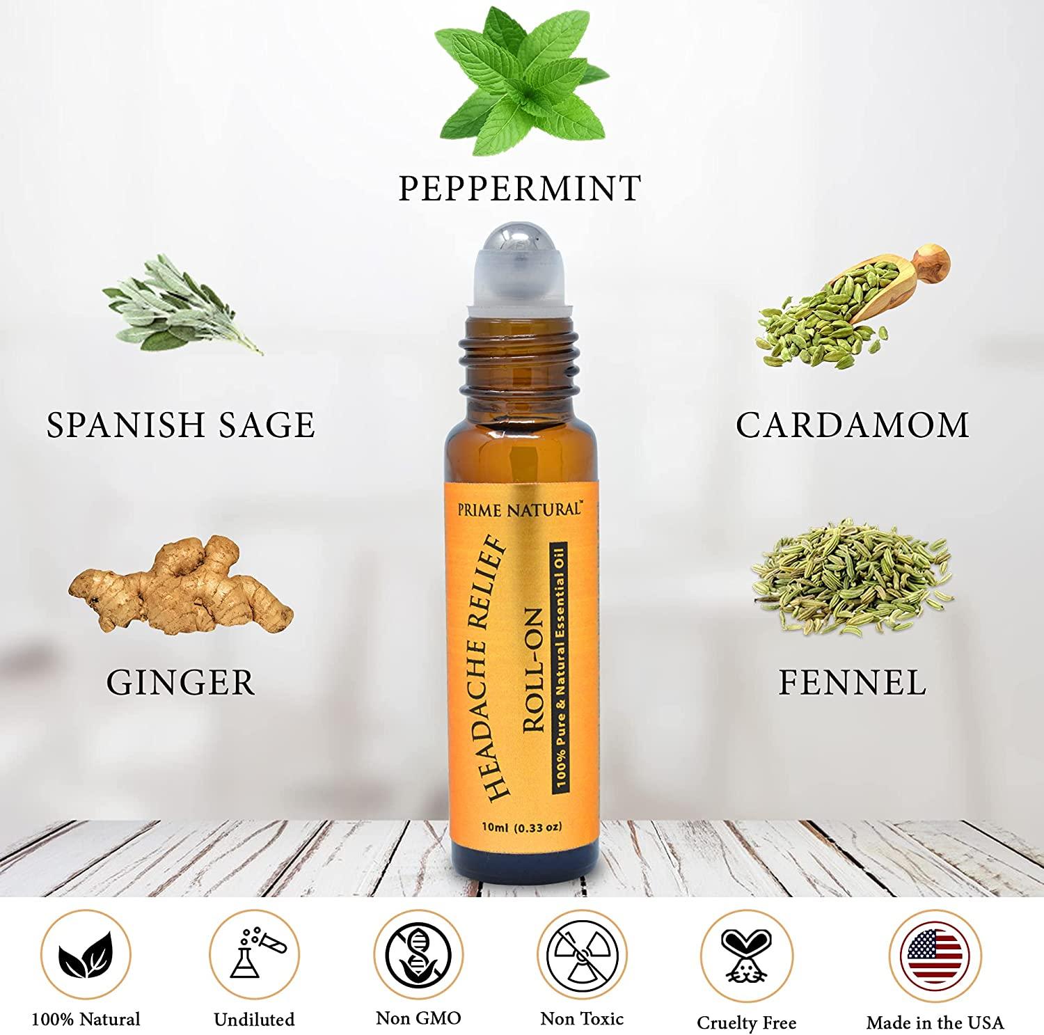 Headache Relief Essential Oil Roll On 10ml - Pre-Diluted Roller for ...