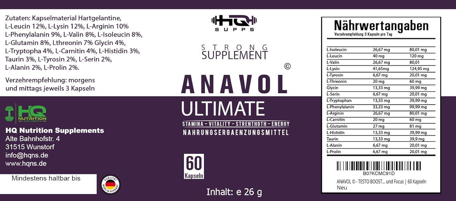 Anavol Amino Acid Complex - 17 Essential Amino Acids for Muscle ...