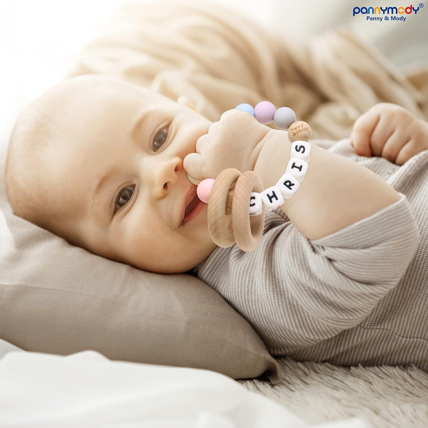 Personalized Handmade Teether with Custom Name - Pink Wooden Teething ...