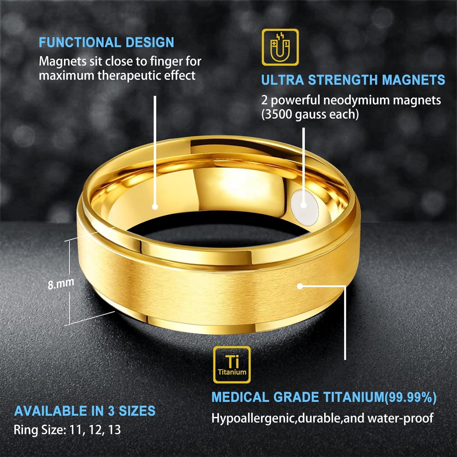JEROOT Titanium Magnetic Rings for Men Women - Step Edge Sleek Design ...