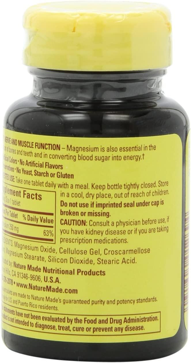 Nature Made Magnesium 250 mg - 100 Tablets | Supports Muscle & Nerve ...