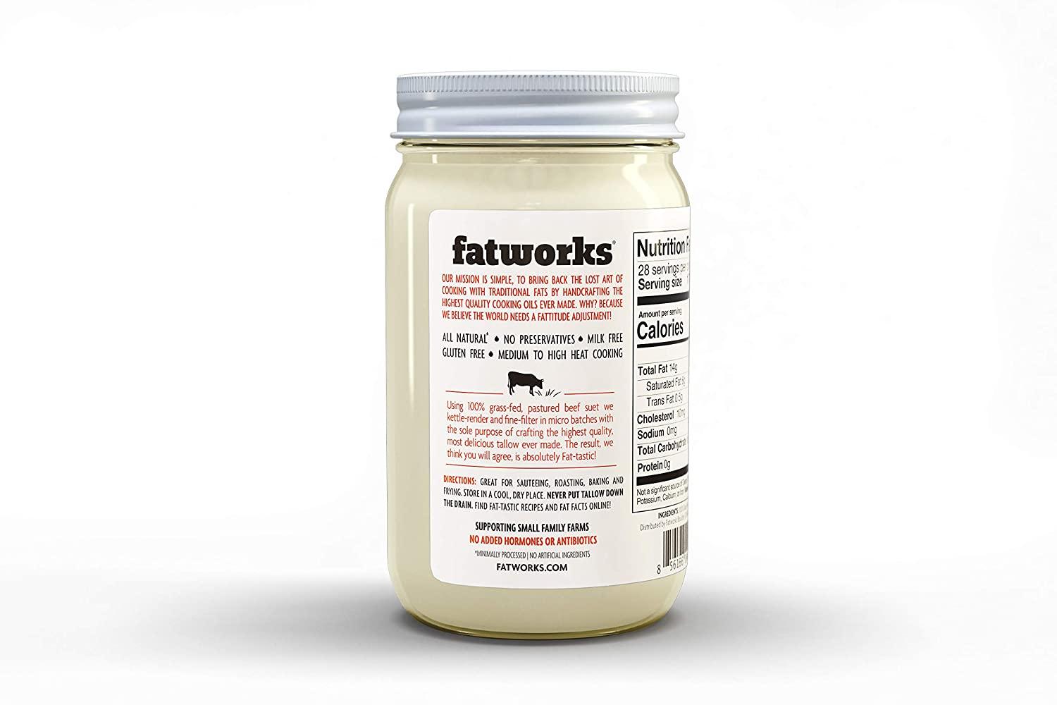 Fatworks Grass-Fed Pasture Raised Beef Tallow 14oz (Pack of 3) | WHOLE30, KETO, PALEO Approved ...