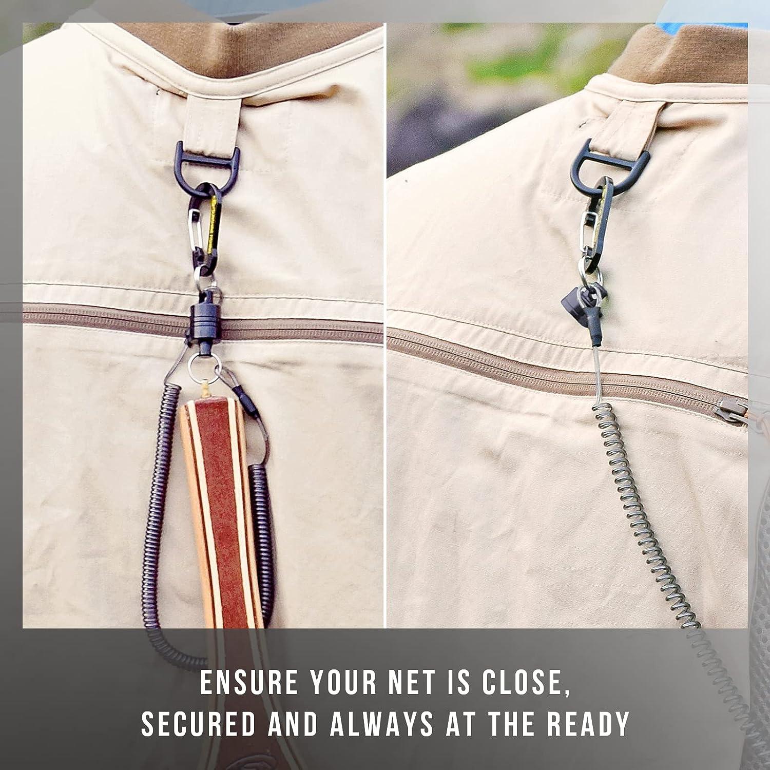 SF Magnetic Net Release Fly Fishing Net Retractor with Coiled Lanyard ...