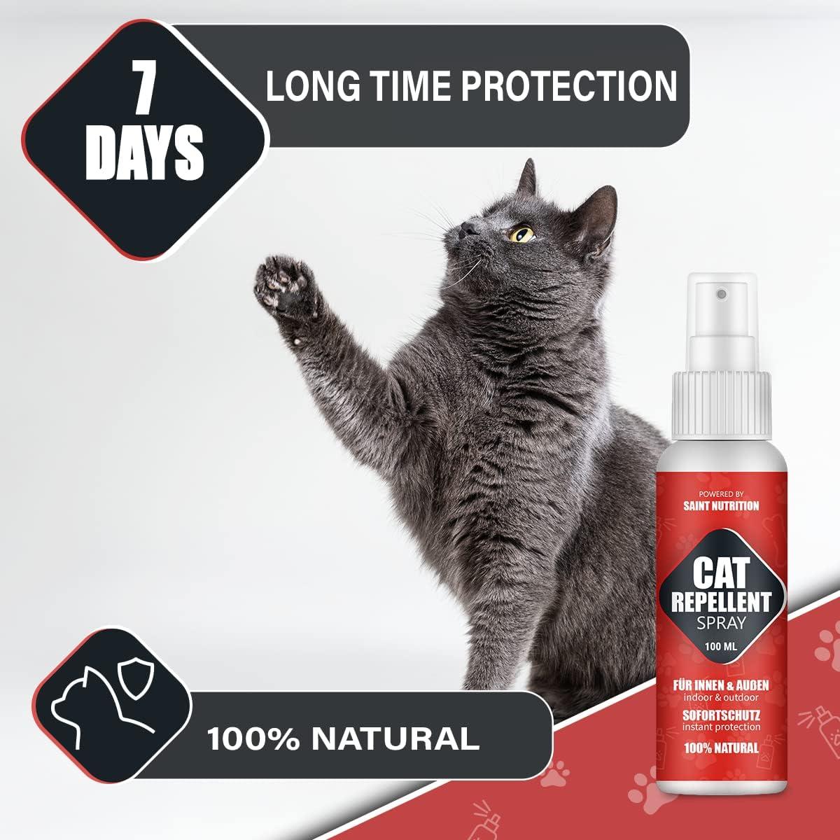 Saint Nutrition Cat Repellent Spray - Indoor/Outdoor Defense Against ...