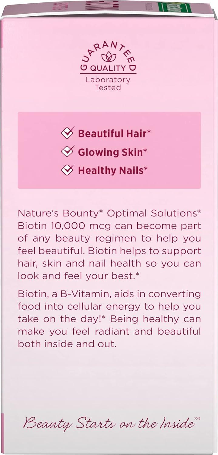Nature's Bounty Optimal Solutions Biotin 10,000 mcg - 90 Rapid Release ...