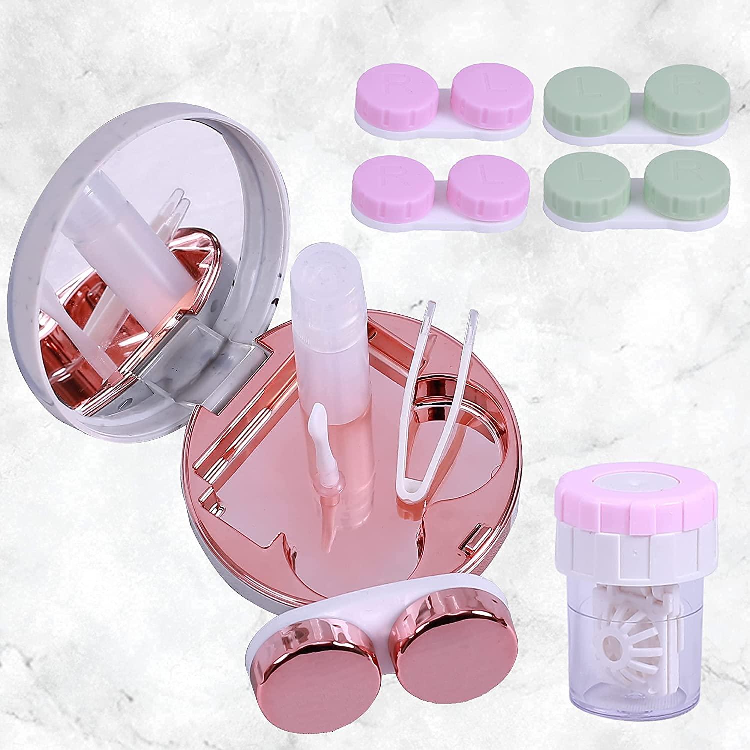 Marble Contact Lens Case Kit with Mirror and Tweezers - Rose Gold ...