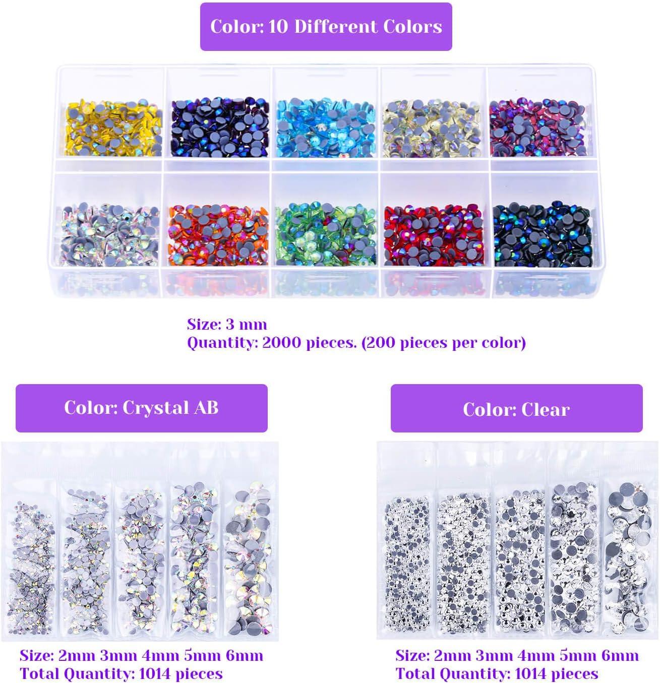 Cridoz Hotfix Applicator Tool Kit with 4028Pcs Rhinestones - 7 Tips ...