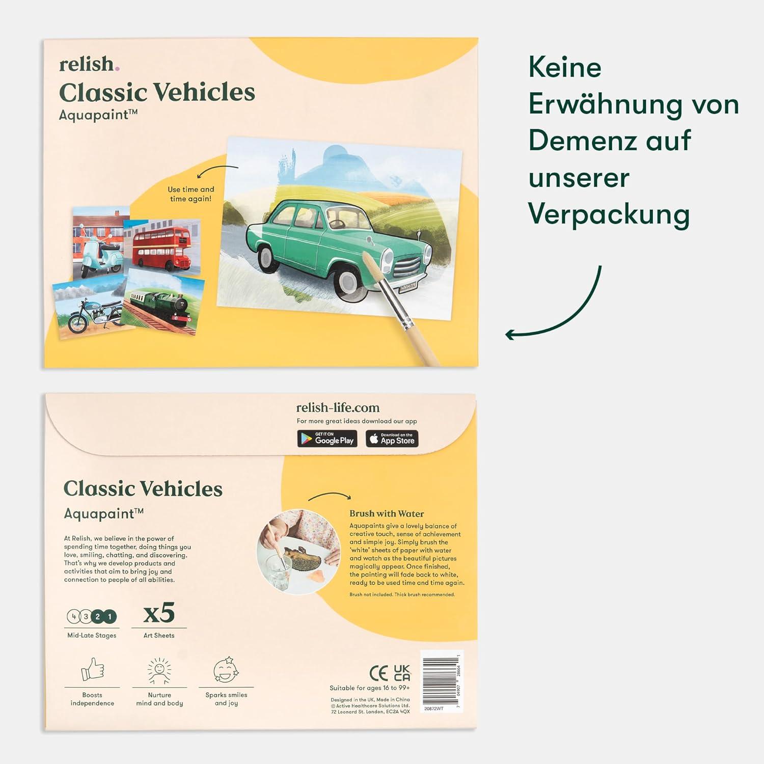 Relish Classic Car Aquapaint Watercolor Art Set - Engaging Dementia ...