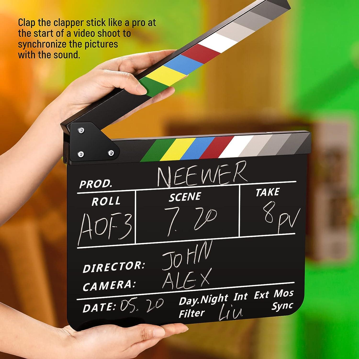 NEEWER Acrylic Film Directors Clapper Board Kit - 12x10 Cut Action ...