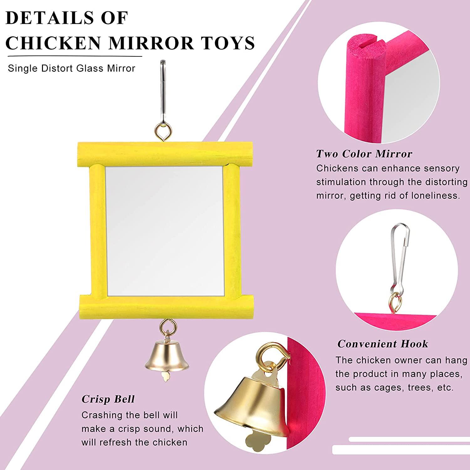 Chicken Mirror Toys with Bell and Beak Grinding Stones for Hens, Birds ...