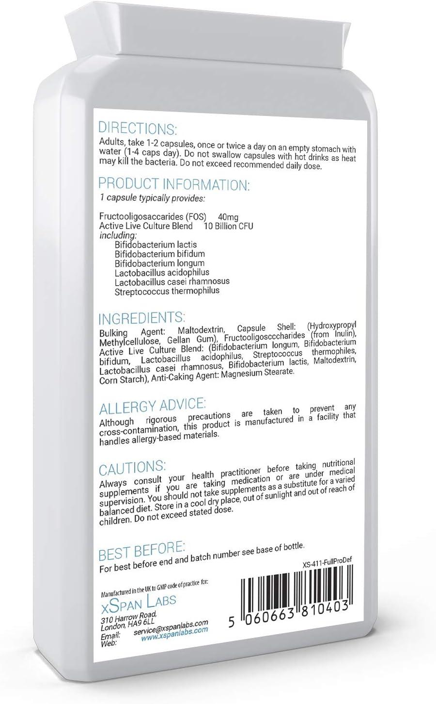 ProBio-Cultures 120 Capsules - High Strength 10 Billion CFU Multi-Strain Bio-Cultures + PreBio ...