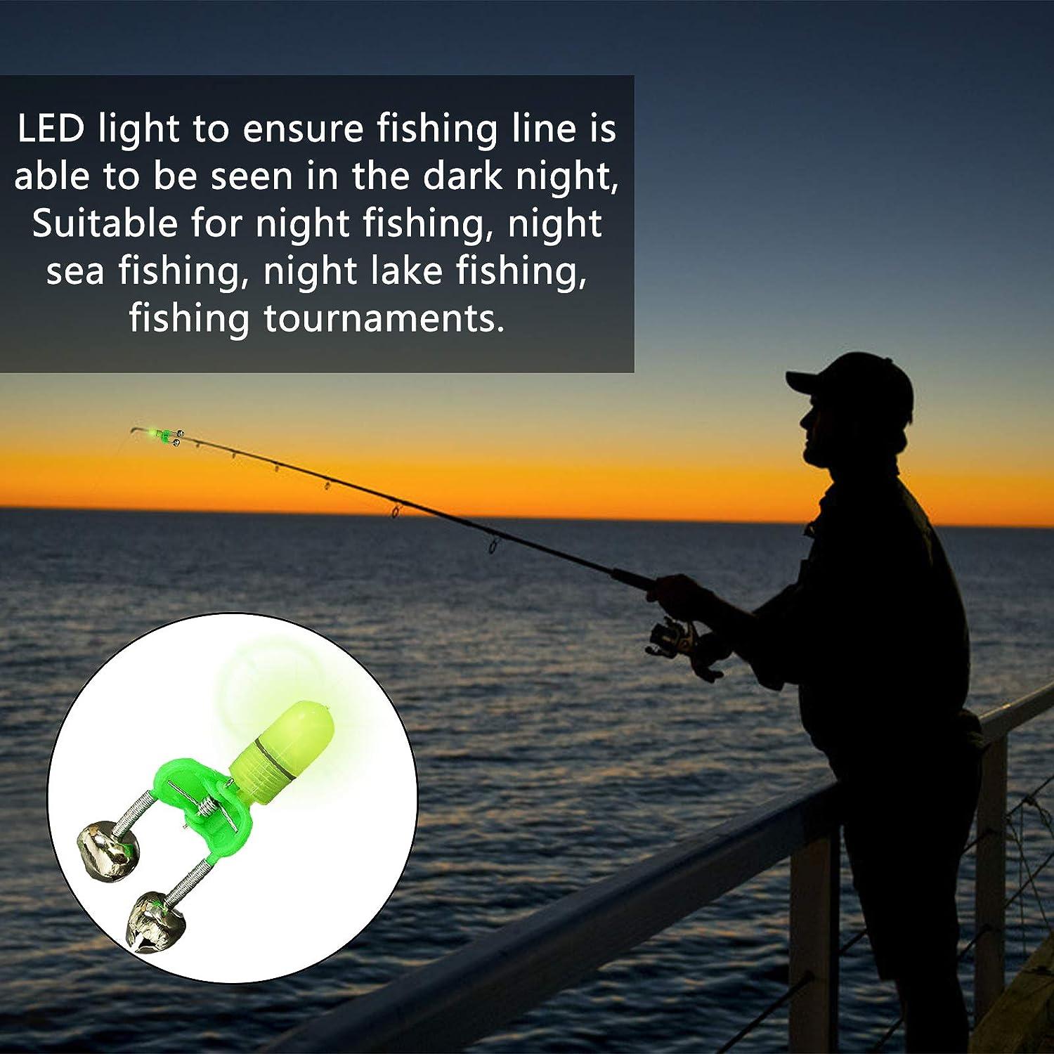 OHOH LED Night Fishing Rod Bite Bait Alarm Light with Twin Bells Ring ...