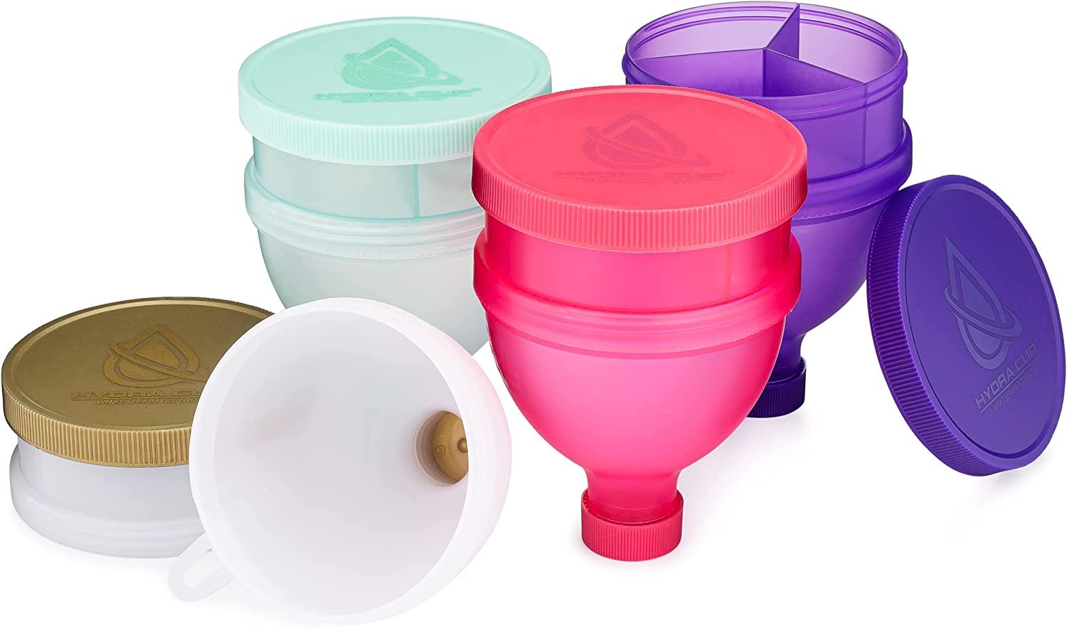 Hydra Cup [4 PACK] - Protein Powder Funnel with Supplement Storage ...