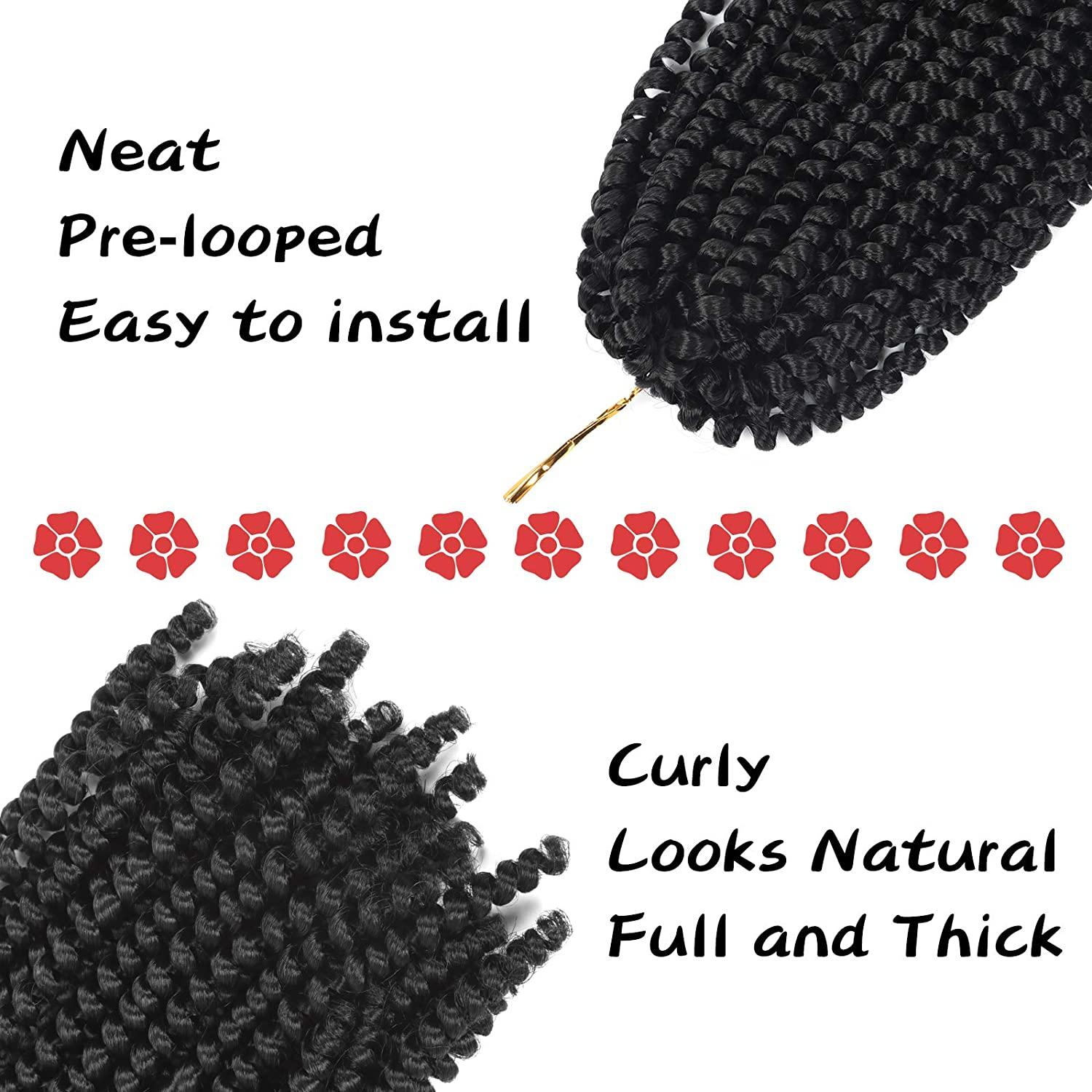 5 Packs 8 Inch Spring Twist Hair | Fluffy Bomb Twist Crochet Braids for ...