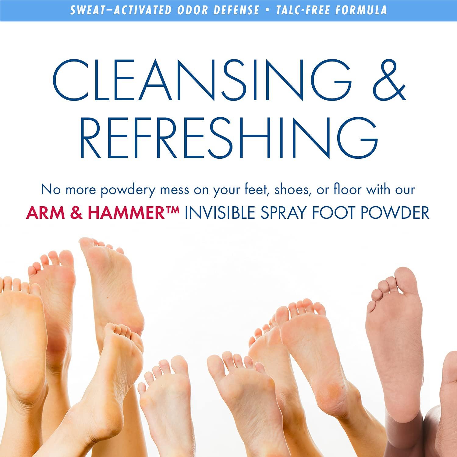 Arm & Hammer Invisible Foot Powder Spray - Talc-Free Foot Odor & Sweat ...