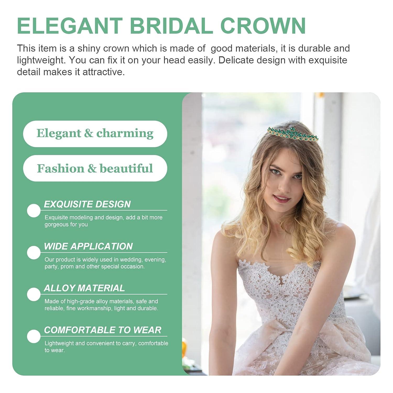 Beaupretty Green Crystal Tiara for Women - Bridal Headpiece for ...