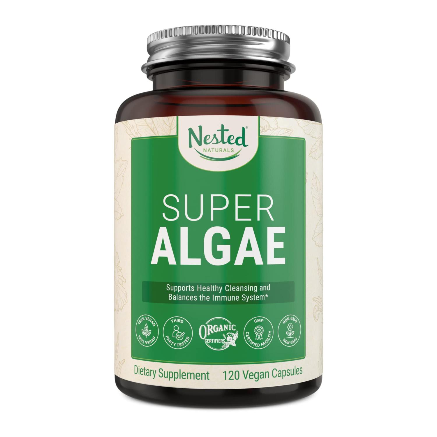 Super Algae Certified Organic Spirulina and Chlorella Vegan Capsules ...